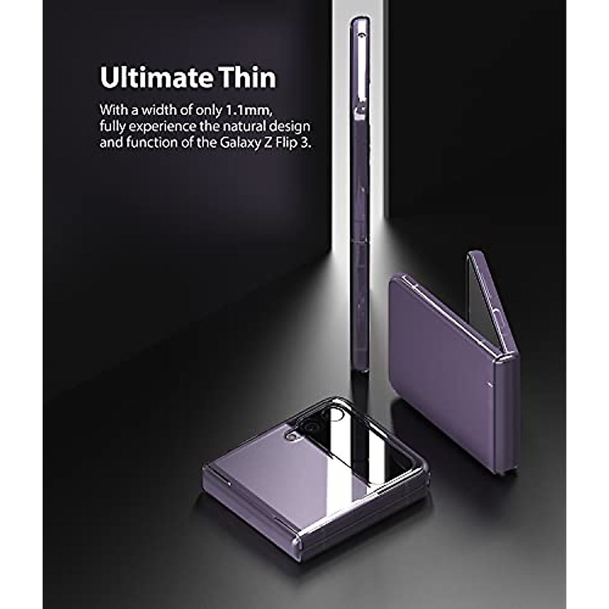 Ringke Slim Case Compatible with Samsung Galaxy Z Flip 3, Premium Thin Transparent Hard PC with Non-Slip Grip Protective Phone Cover for Z Flip3 5G (2021) - Clear