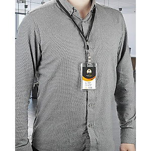 KTRIO 2 Pack Heavy Duty Badge Holder, Clear Acrylic ID Card Holder with Easy Access Thumb Hole, Hard Plastic ID Badge Holder for Student, Nurse and Office - Vertical