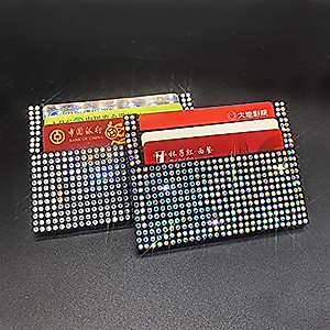 Pomelo Litchi Pitaya Leather Rhinestone Wallets for Women Crystal Bling Slim Small Card Holder Wallet (Multi)