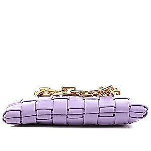 Womens Girls Gold Chain Accent Vegan Leather Clutch Purse Tote Handbag Crossbody (Black)