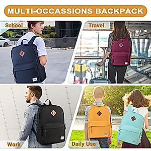 RAVUO Lightweight School Backpack Water Resistant Men Women Classic Bookbag for Teenager Girls Boys