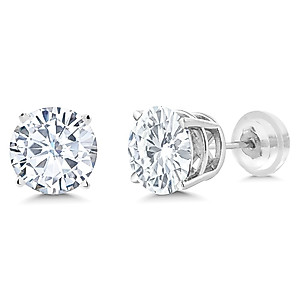 14K White Gold Forever Classic Moissanite from Charles & Colvard Stud Earrings For Women (1.60 Cttw, Round 6MM)