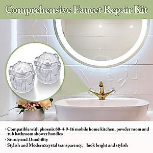 ZephyrJazz Shower Knob Replacement, Compatible with Phoenix Mobile Home Sink Tub Shower, Acrylic Bathtub Knobs Parts, Clear Faucet Handles with 17pt Spline Point Broach Center Hole(1 Pair)