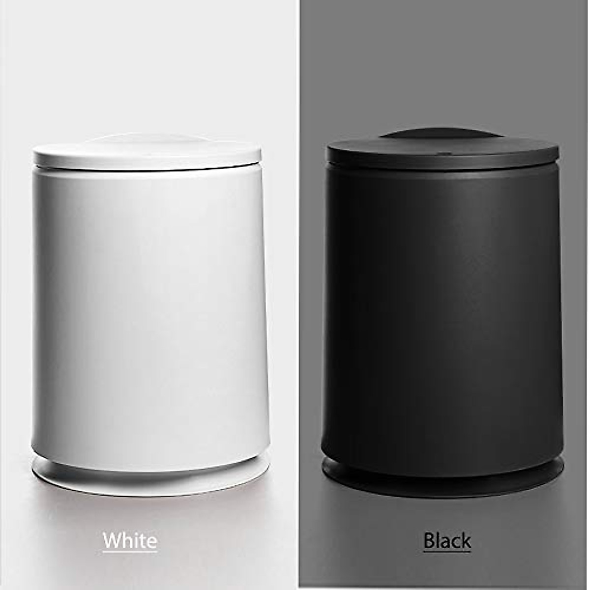 HANAMYA 10 Liter / 2.6 Gallon Cylindrical Trash Can with Press Top Lid, Round Garbage Bin, for Home, Office, Bathroom, Black