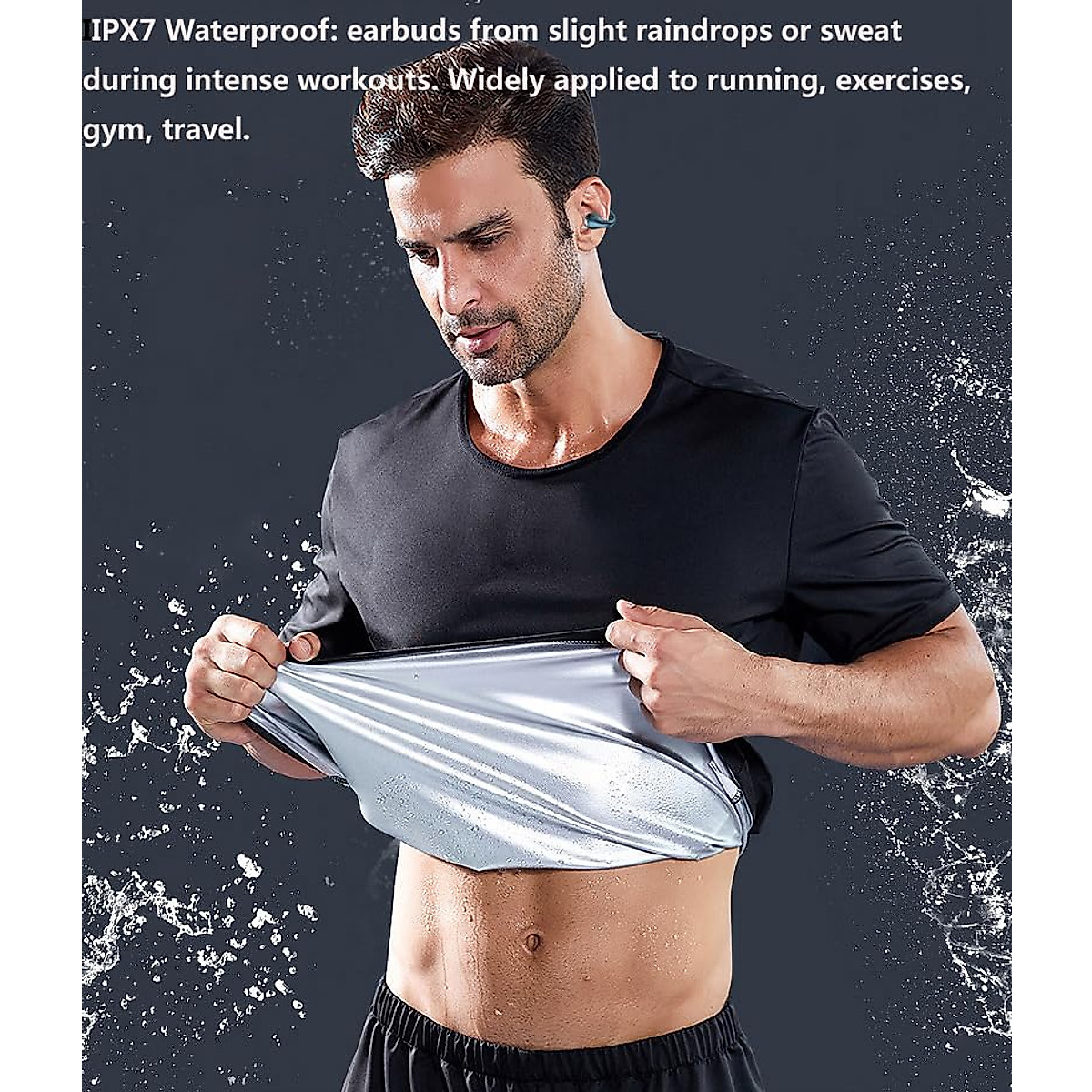 QLXAQLX Clip Bone Conduction Headphones Clip-on Wireless Earbuds Built-in Mic Sweat Resistant Noise Cancelling Earphones Open Ear Design Earphones Headset for Cycling Driving led Display (White)