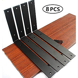 8 Pack - L12" x H 8" x W 1.5", 5mm Thick Rustic Shelf Bracket, Iron Shelf Brackets, Metal Shelf Bracket, Industrial Shelf Bracket, Modern Shelf Bracket, Decorative Shelving, Shelf Supports with Screws