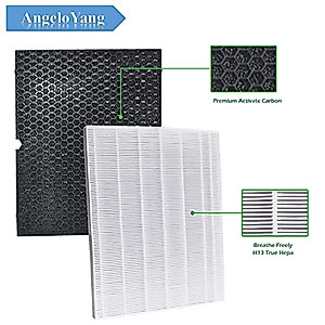 ANGELOYANG 2 Sets 116130 Replacement Filter H Compatible with Winix 5500-2 Air Purifier and Winix AM80 True HEPA Air Purifier, Include 2 Pack HEPA Filter and 2 Pack Activated Carbon Filter