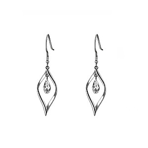 Clearance Swarovski Crystal Twist Leaf Style Fashion 925 Sterling Silver Dangle Earrings for Women in Gold-Plated