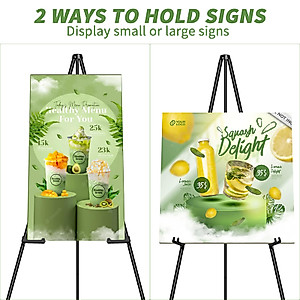 63" Tall Display Easel, Folding Instant Poster Easel, Black Steel Metal Telescoping Art Easel for Display Show, Easy Assembly with Carrying Bag (Black, 1Pack)