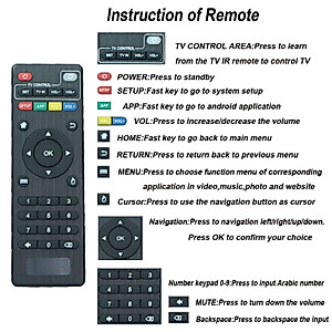 AMGUR MXQ Pro Remote Control MBOX Replacement Remote Control for Android Box MXQ Pro,MXQ-4K,M8S,X96,X96 Mini Smart TV Box T95M,T95N,T95X,H96,H96 PRO Media Player Remote Control