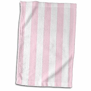 3D Rose Pink and White Pattern-Girly Vertical Striped Stripy Stripey Retro Traditional Classic Towel, 15" x 22", Multicolor