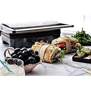 IMUSA USA Electric Stainless Steel Panini Press with Adjustable Temperature Settings and Nonstick Plates, 1200W