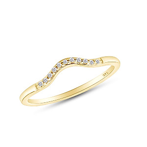 AFFY Round Cut White Cubic Zirconia Curved Wedding Band Ring in 14k Yellow Gold Over Sterling Silver