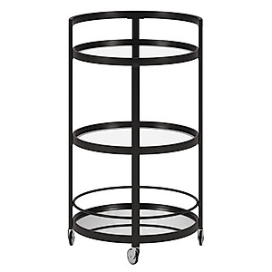 Henn&Hart 21" Wide Round Bar Cart in Blackened Bronze, Bar Carts for the Home