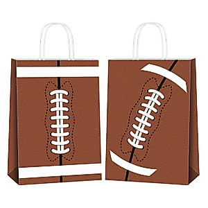 durony 16 Pieces Football Gift Bags with Handles Football Goodie Bags Party Favor Bags Football Treat Bags Candy Snack Bags for Party Supplies