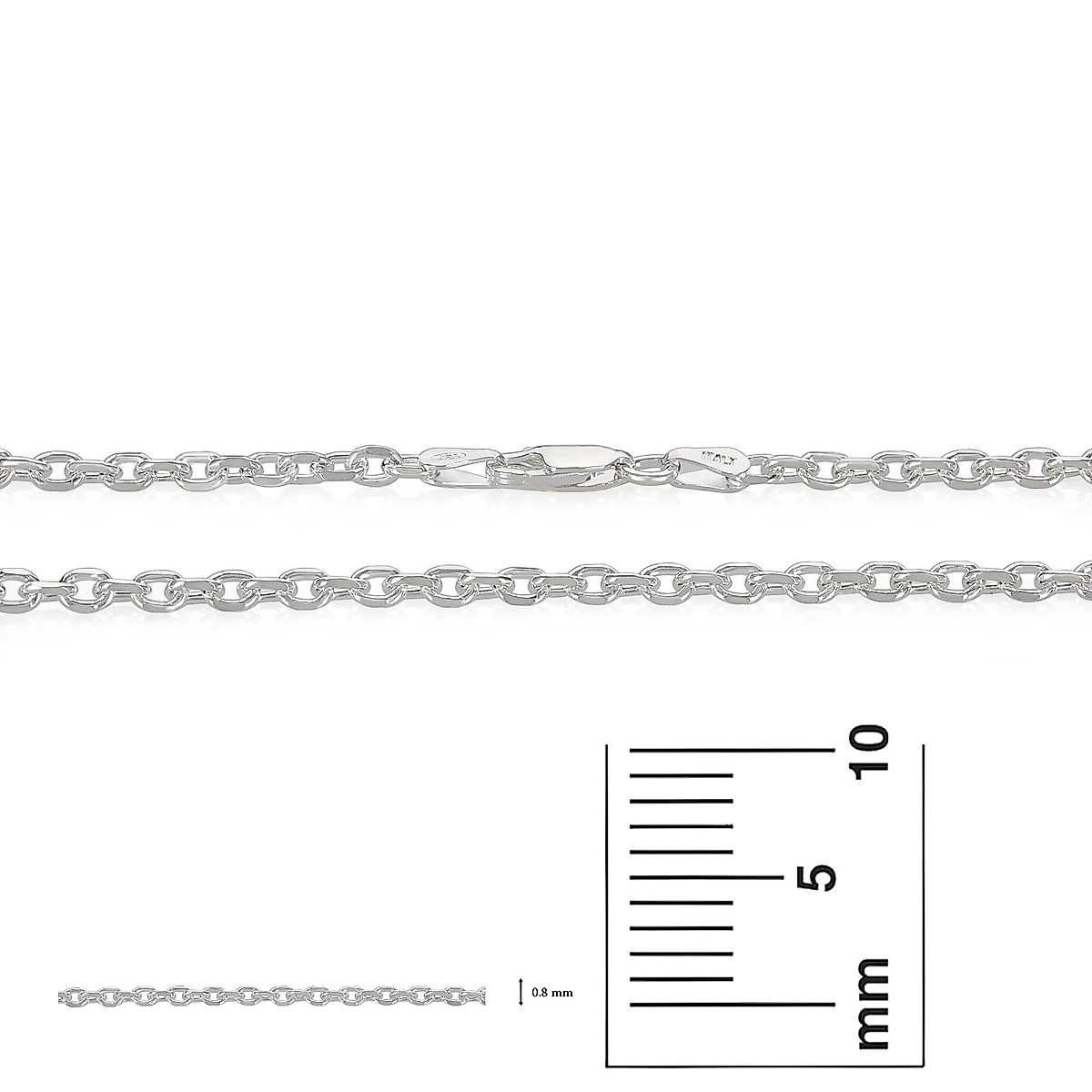 3mm Solid .925 Sterling Silver Oval Cable Draw Flat Cable Chain Necklace, 30 inches