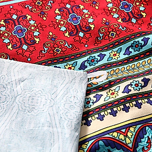 HNNSI Brushed Cotton Bohemian Duvet Cover and Fitted Sheet Sets Queen Size 4 Pieces, Bohemia Exotic Striped Bedding Sets, Boho Comforter Cover Sets,NO Comforter (Fitted Sheet Sets, Queen)