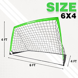 BOHEN Portable Soccer Goal for Kids - 6x4FT Foldable Soccer Net for Backyard Indoor Outdoor with Carrying Bag & Target Gate for Easy Storage and Transportation(6x4FT, 1 Piece, Green)