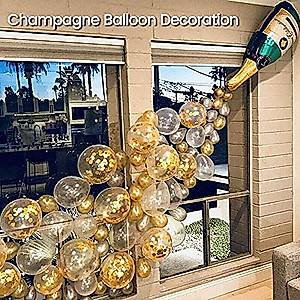 Champagne Bottle Balloons Kit, Champagne Balloon Garland Arch Kit and Golden Silver Balloon,Engagement Party Decorations Wedding Birthday Bachelorette Bridal Shower Party Decorations…