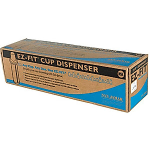 San Jamar EZ-Fit In-Counter Cup Dispenser, Plastic, Universal Disposable Cup Compatibility With Interchangeable Gaskets For Commercial Kitchen, 23.25 Inches, Black
