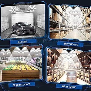 YIVANNUO LED Garage Lights 6 Pack Ultra Bright 185W 25000LM LED Shop Light, 6500K Daylight LED Garage Ceiling Light 6+1 Panels LED Light Bulbs for Garage, Workshop, Warehouse, Barn