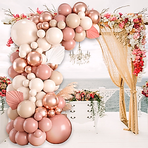 Blush Pink Balloon Arch Kit, 101 Pcs Double Stuffed Nude Balloon Arch Garland with Rose Gold Apricot Dusty Pink Latex Balloon Sand White Cream Balloon for Girls Birthday Wedding Baby Shower Decoration