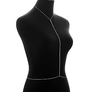 Blindery Sexy Body Chains Silver Rhinestone Belly Waist Chain Beach Body Jewelry Party Body Accessory for Women