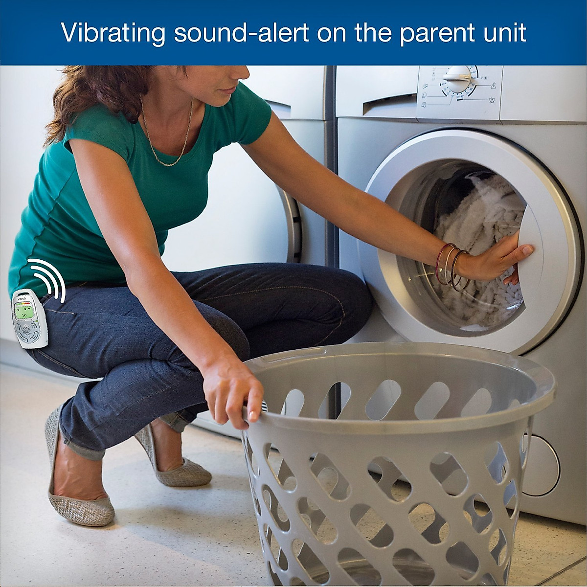 VTech DM223 Audio Baby Monitor with up to 1,000 ft of Range, Vibrating Sound-Alert, Talk-back Intercom, Digitized Transmission & Belt Clip (Renewed)