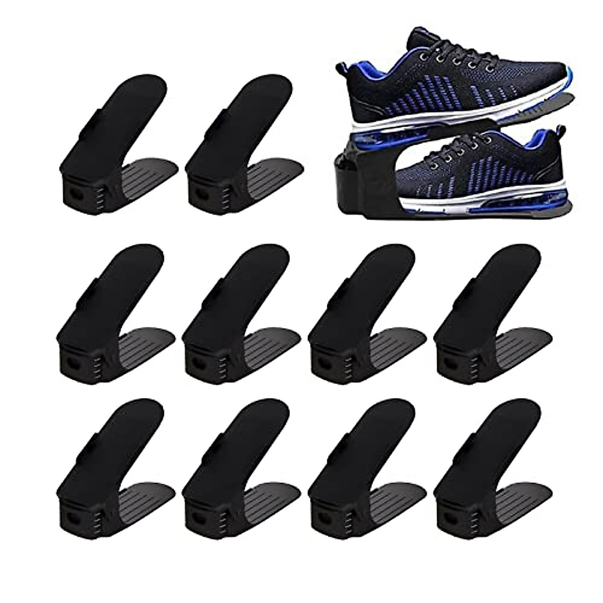 Yeling Shoe Slots Organizer, 10 Pieces Adjustable Double Layer Shoe Stack Sandals Rack, 50 Space-Saving Storage Shoe Stacker Holder for Closet Organization