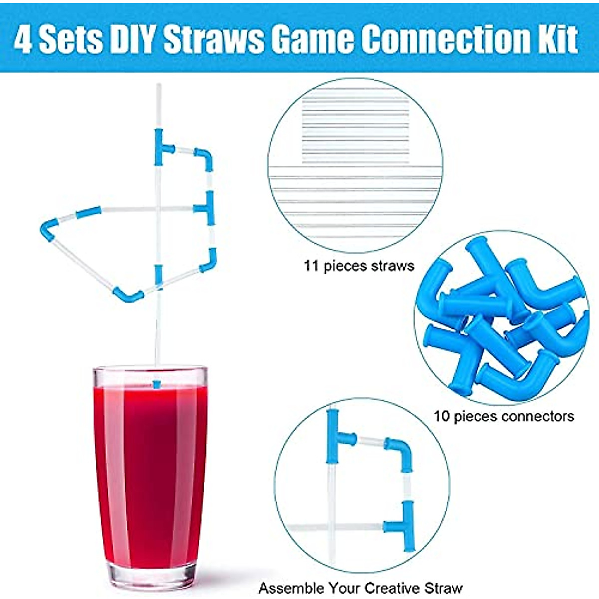 DIY Crazy Straws Connectors 21 pcs, Drinking Straws to Children play Game Straws, Cool Silly Gaming Straws