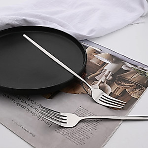 Uniturcky 24 Piece Cutlery Set for 6 with Holder, Mirror Polished Silver Stainless Steel Flatware Set with Rack, Kitchen Restaurant Hotel Utensils, Silverware Sets with Holder, Hanging Flatware set