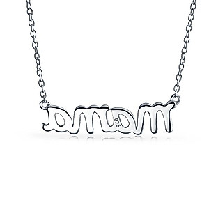 Personalized Name Plated Talk Station Pendant MAMA Word Necklace For Mother For Women Polished .925 Sterling Silver