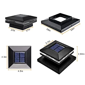 Lightalent Solar Post Lights, Outdoor Post Cap Lights for Fence, Deck, Patio, or Garden, LED High Brightness Waterproof Decorative Warm Lamps, Fits 4x4, 5x5 or 6x6 Wooden Posts (4 Packs)