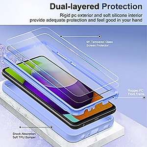 LeYi for Samsung A52 Case, Galaxy A52 5G Case with [2 x Tempered Glass Screen Protector & Lens Protector], Full-Body Shockproof Soft Liquid Silicone Protective Phone Case for Galaxy A52 5G, Violet