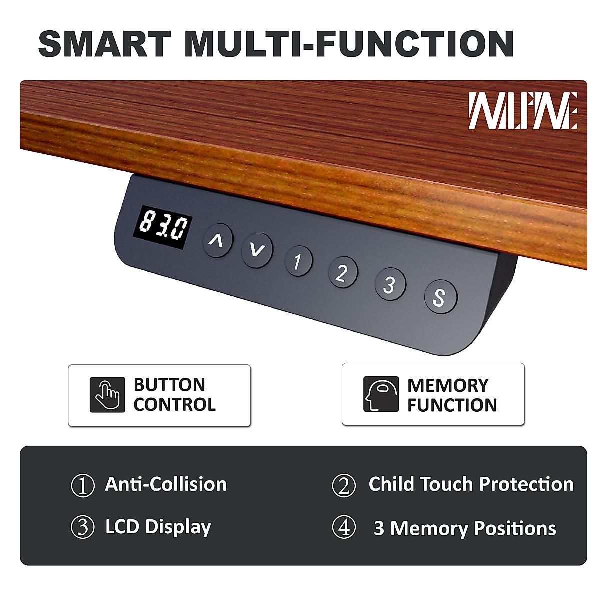 Win Up Time Standing Desk Adjustable Height Desk- Whole Piece Desktop Electric Adjustable Standing Desk, Height Adjustable Desk Stand Up Desk for Home Office Computer Desk,White 48x24Inch