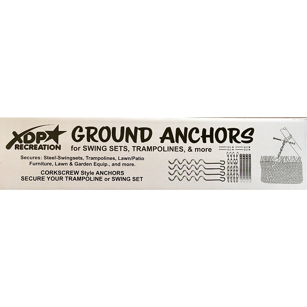 XDP Recreation 70113 Swing Set, Trampoline, & Patio Furniture Metal Ground Anchor Kit Hardware,Bronze
