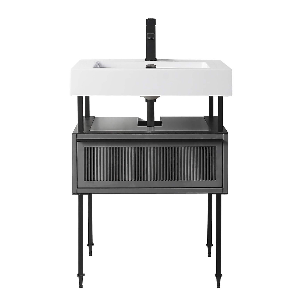 Fine Fixtures Dakota Collection - Bathroom Vanity 24" - Teak with Satin Brass Hardware