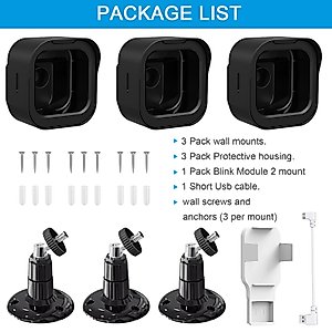 3 Pack Wall Mount for Blink Outdoor 4 (4th Gen) with Weatherproof Protective Housing and Blink Sync Module 2 Mount (Blink Camera & Sync Module is Not Included,)