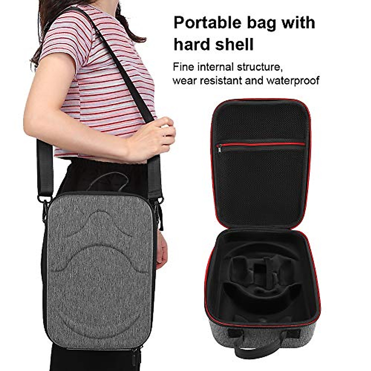 DAUERHAFT Storage Bag, Abrasion Resistant Nylon Waterproof VR Carrying Case for Oculus Quest(Grey)