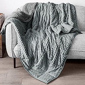 Mr. Sandman Minky Sherpa Weighted Blanket 15 lbs for Adults, Cozy Fluffy Heavy Blanket Throw Twin/Full Size, Great for Relax and Calming - 48''x72'', Grey