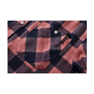 SCODI Mens Flannel Plaid Shirt Casual Button Down Shirt Regular Fit Long Sleeve Shirts Pin X-Large Pink
