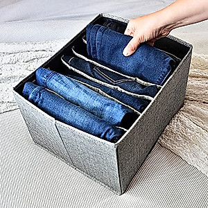 Golden Chest Clothing Storage Organizer for Pants and Clothes | Wardrobe Space Saving Bedroom Closet Organization | Drawer Organizers with Dividers for Jean Pant Leggings Shirt | Large Upgraded Size