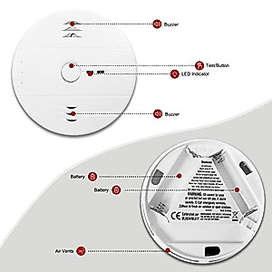 Shackcom Combination Smoke and Carbon Monoxide (CO) Detector Alarm 1 Pack, Protect Your Home from Fire and Gas Leaks, Even When You're Away, Battery Operated