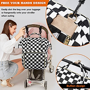 Limhoo Diaper Bag Backpack for Mom & Dad, Multifunction Waterproof Baby Changing Bags, Large Nappy Bag Backpack (Checkered)