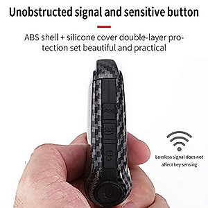 WFMJ Red Carbon Fiber + Silicone Button Remote 4 Buttons Key Fob Cover Case Shell Fob for Kia Stinger K900