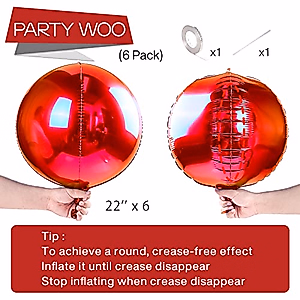 PartyWoo Red and Gold Balloons 50 pcs and Red Foil Balloons 6 pcs