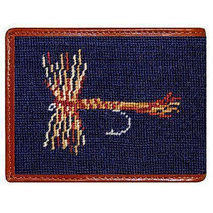 Trout and Fly Needlepoint Wallet in Navy by Smathers & Branson