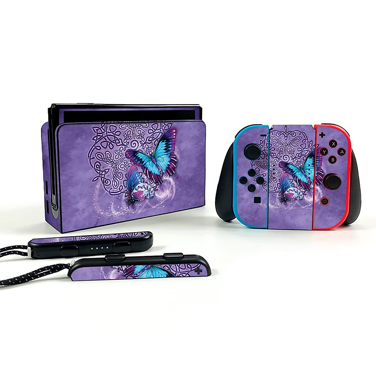 MightySkins Skin Compatible with Nintendo Switch OLED - Celtic Butterflies | Protective, Durable, and Unique Vinyl Decal wrap Cover | Easy to Apply and Change Styles | Made in The USA