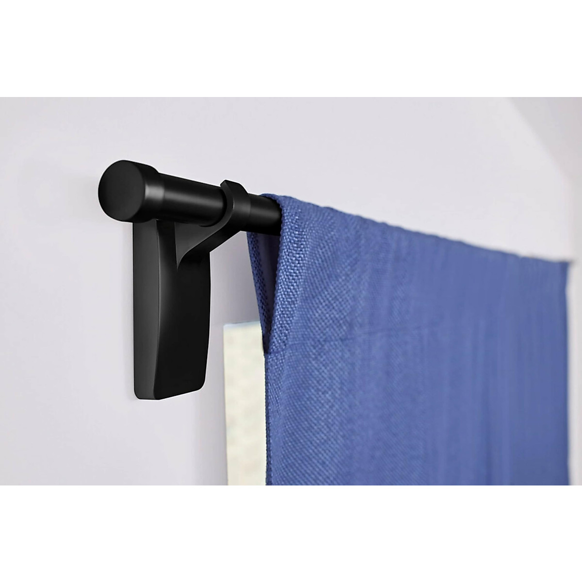 Command 10 lb Matte Black Curtain Rod Hooks, 2 Hooks and 4 Command Strips, Damage Free Curtain Hooks for Hanging Curtain Rods with Adhesive Strips, No Drilling Christmas Decorations