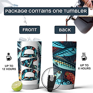 Fancyfams - Fishing Gifts For Dad - 20oz Stainless Steel Tumbler, Fathers Day Gift, Birthday, Dad Gifts From Daughter, Son, Dad Tumbler, 30th, 40th, 50th, 60th (Fisherman Dad)